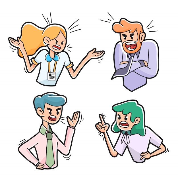 Lively Cartoon Characters Expressing Various Emotions and Gestures ...