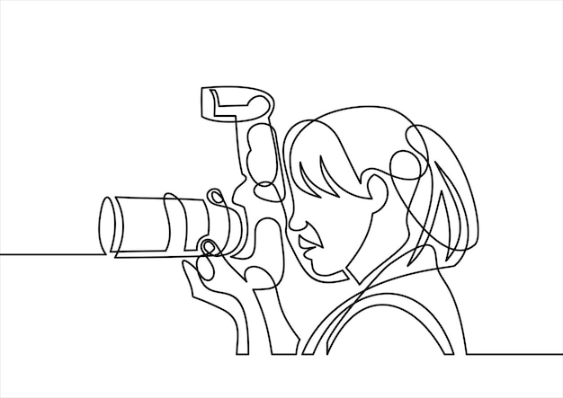 Continuous Line Drawing of Photographer Capturing Moment | Jiffy Designs