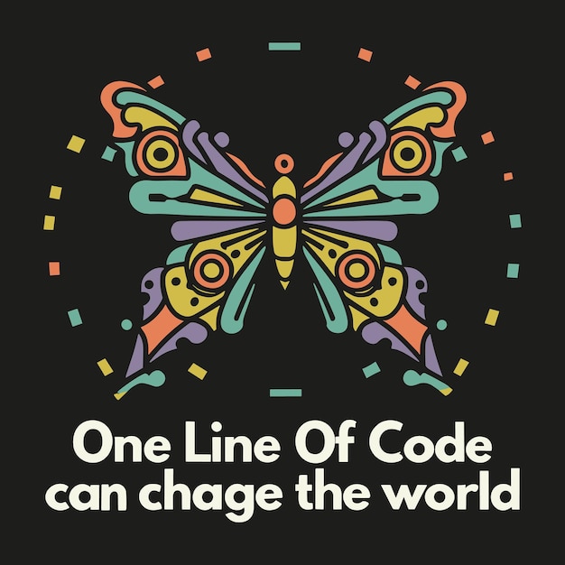 Vibrant Butterfly Illustration with Inspiring Coding Message | Jiffy ...