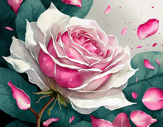 Captivating Pink Rose in Bloom with Falling Petals | Jiffy Designs
