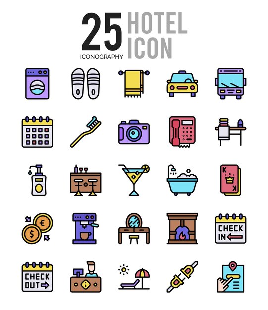 Comprehensive Hotel Icon Collection Showcasing Diverse Amenities ...