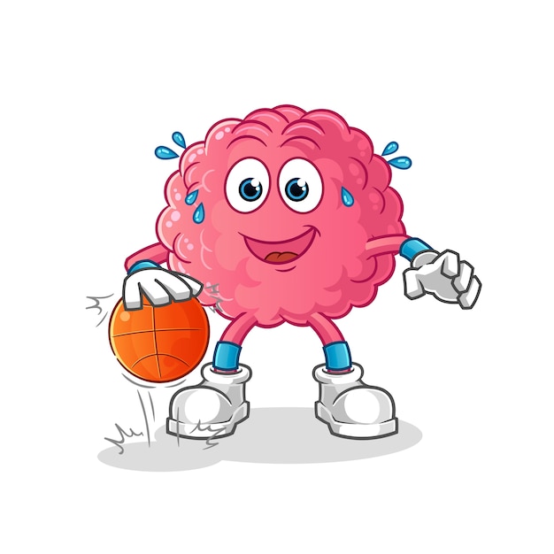 Playful Brain Mascot Dribbling a Basketball | Jiffy Designs