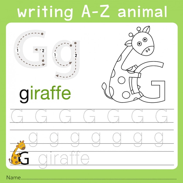 Giraffe Alphabet Tracing and Writing Practice Worksheet | Jiffy Designs