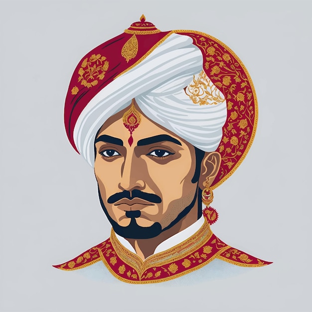 Regal Portrait of a Majestic Indian Ruler | Jiffy Designs