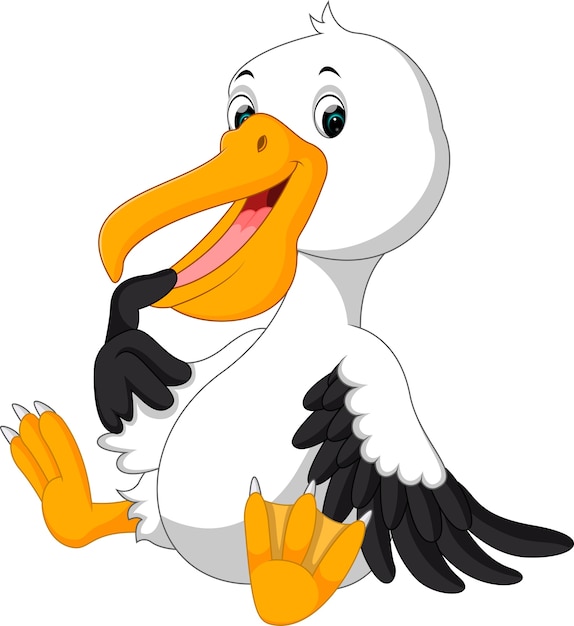 Friendly Cartoon Pelican with Expressive Features and Vibrant Colors ...
