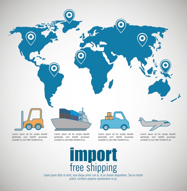 Global Import and Shipping Logistics Illustration with World Map ...