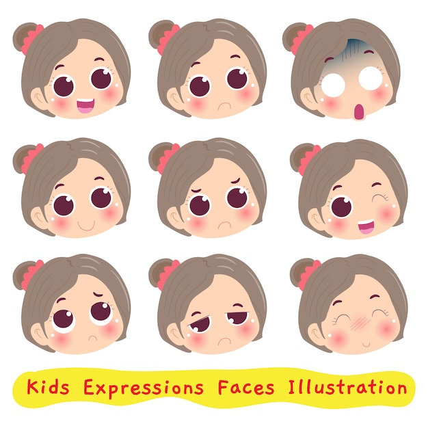 Playful and Expressive Kids Faces in Vibrant Cartoon Style | Jiffy Designs