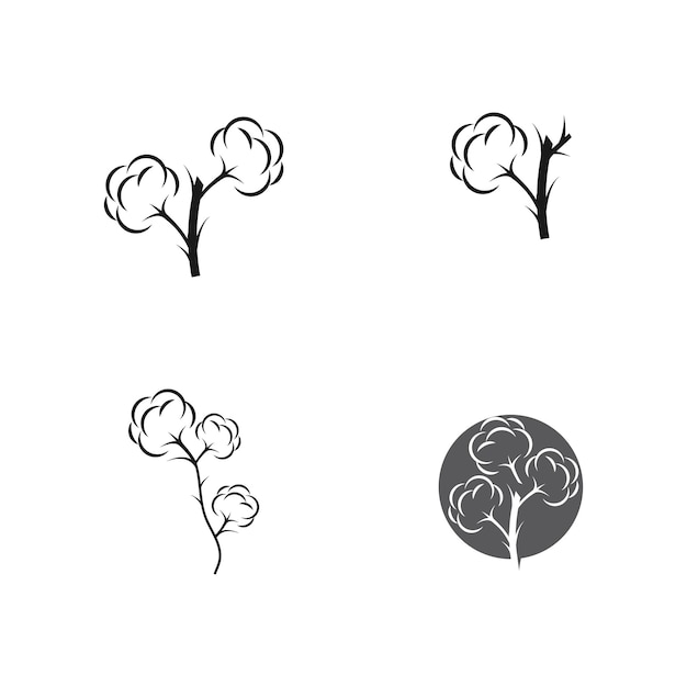 Minimalist Cotton Boll Illustrations in Elegant Monochrome | Jiffy Designs