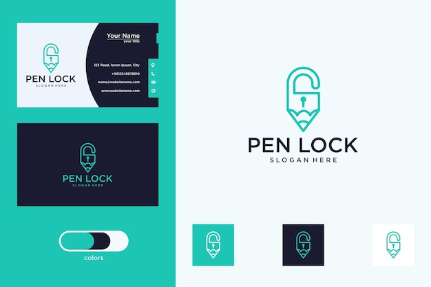 Minimalist Pen Lock Logo with Vibrant Teal and Navy Palette | Jiffy Designs