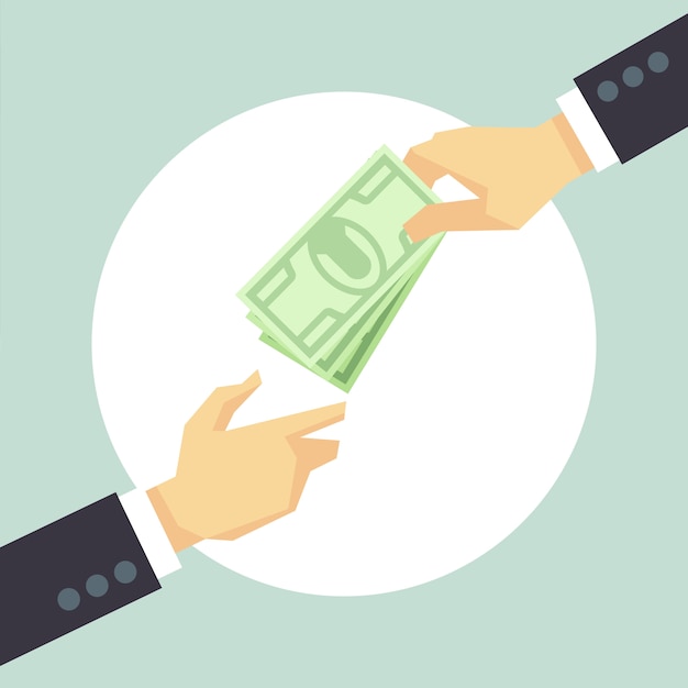 Hands Exchanging Money Illustration with Minimalist Style | Jiffy Designs