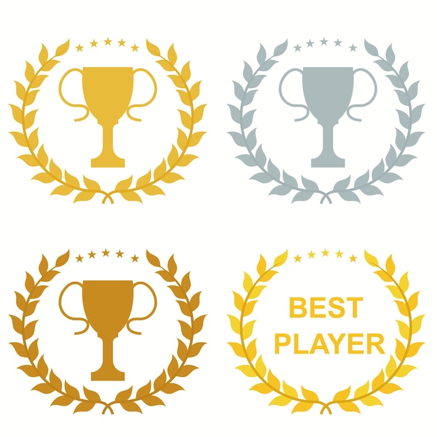 Vibrant Trophy Emblems with Laurel Wreaths and Accolades | Jiffy Designs