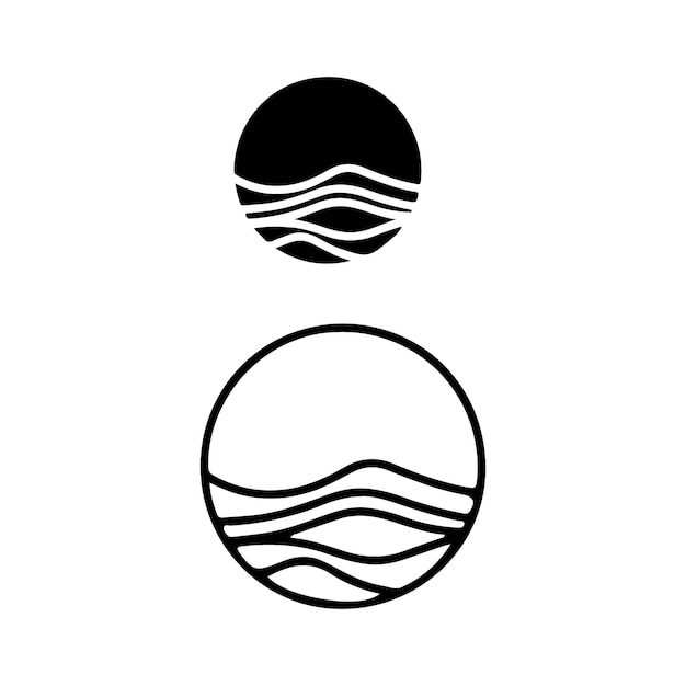Minimalist Wavy Horizon Landscape Icons in Black and White | Jiffy Designs