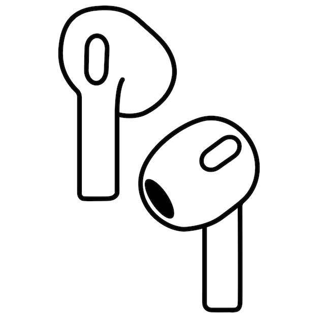 Minimalist Outline of Wireless Earbuds in Black and White | Jiffy Designs