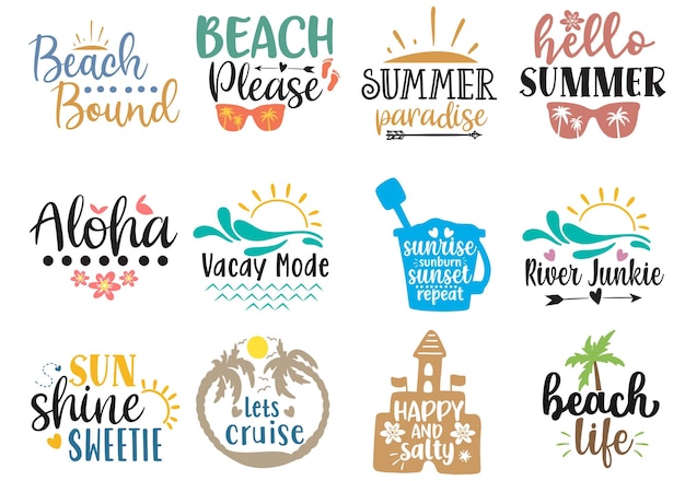 Vibrant Summer Beach-Themed Graphic Collection with Diverse Designs ...