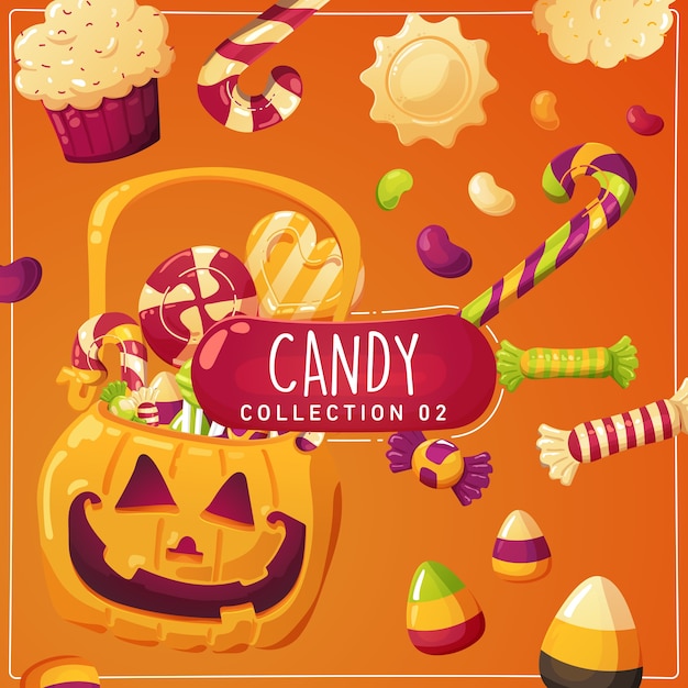 Whimsical Candy-Themed Graphic Elements Collection with Text Overlay ...