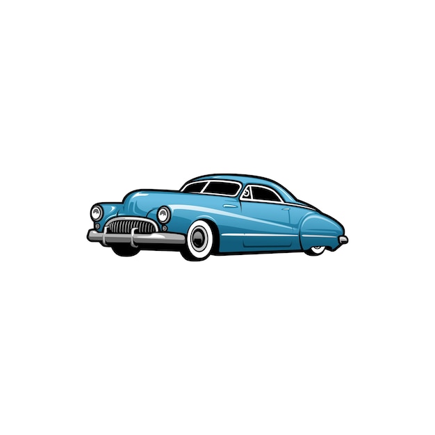 Retro Turquoise Vintage Coupe Car Illustration | Jiffy Designs