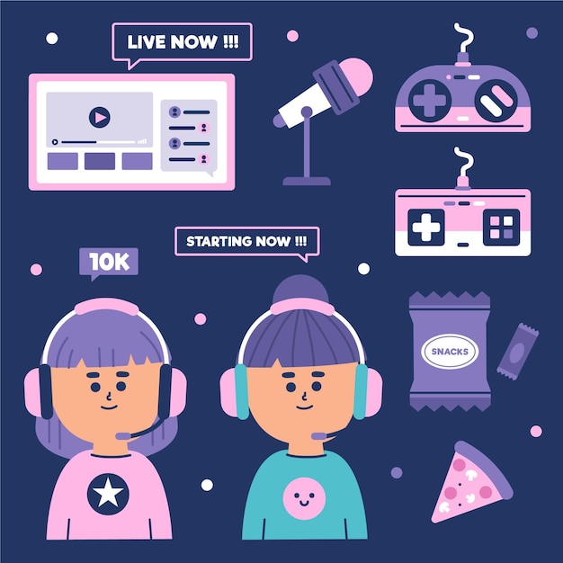 Vibrant Gaming Icons and Characters on Dark Background | Jiffy Designs