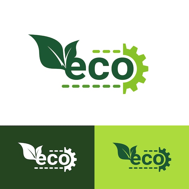 Green Leaf and Gear Eco-Friendly Emblem Design | Jiffy Designs