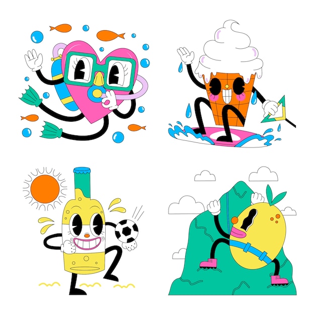 Whimsical Cartoon Characters in a Vibrant Collection | Jiffy Designs