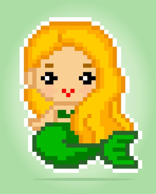 Charming Pixel Art Mermaid with Vibrant Blonde Hair | Jiffy Designs