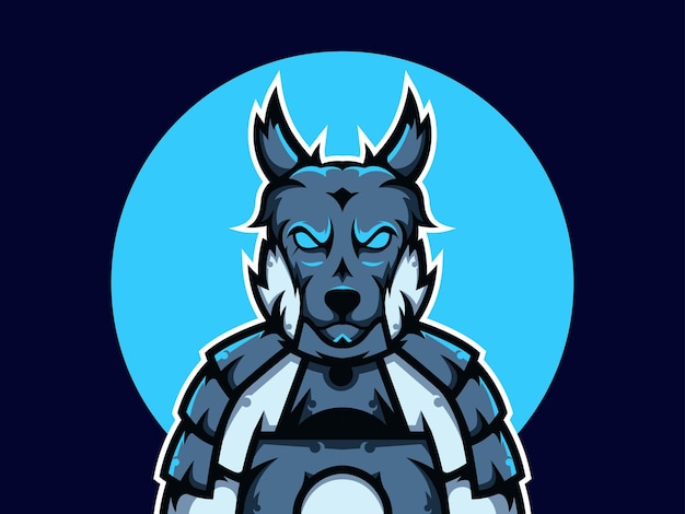 Fierce Canine Guardian in Futuristic Armor Silhouette | Jiffy Designs