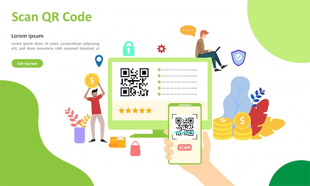 Colorful Illustration of QR Code Scanning and Payment Process | Jiffy ...