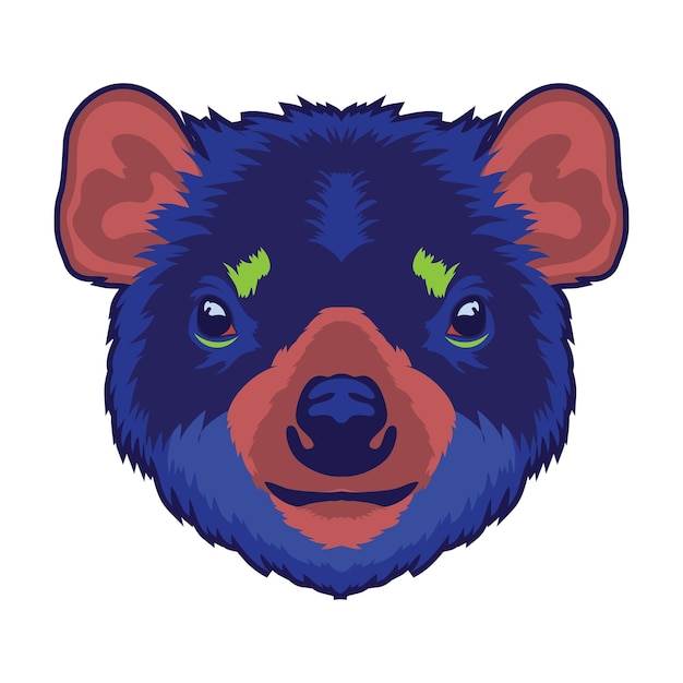 Vibrant Blue Bear with Expressive Eyes and Pointed Ears | Jiffy Designs