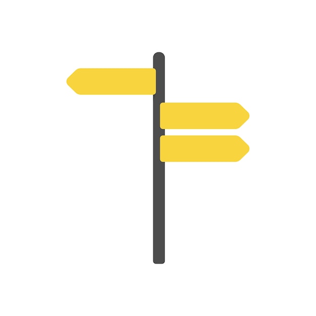 Minimalist Yellow Arrow Signpost with Three Directional Pointers ...