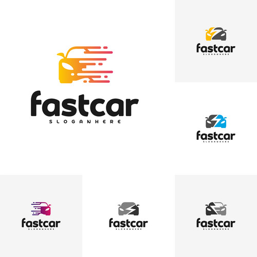 Set Of Fast Car Automotive Logo Design Template. Electric Car Logo ...