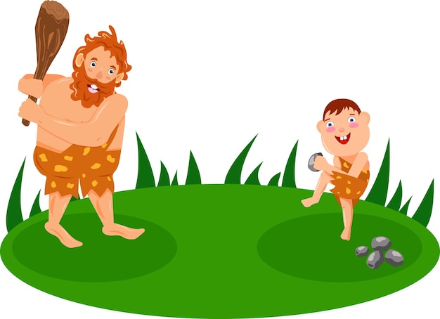 Playful Cavemen Explore the Prehistoric Landscape | Jiffy Designs