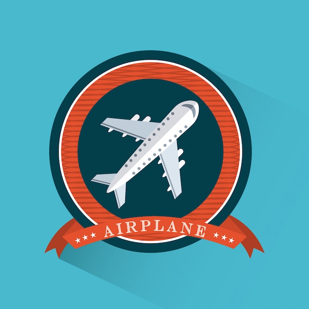 Retro Airplane Emblem with Ribbon Accent | Jiffy Designs