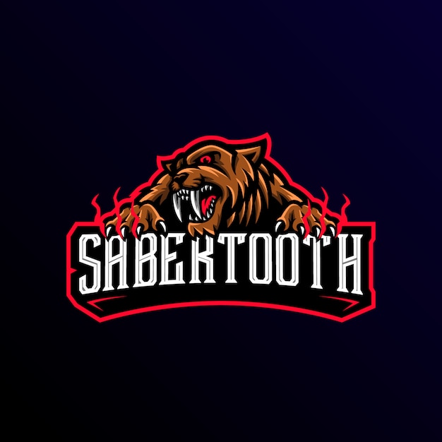 Fierce Sabertooth Tiger Emblem with Fiery Text | Jiffy Designs