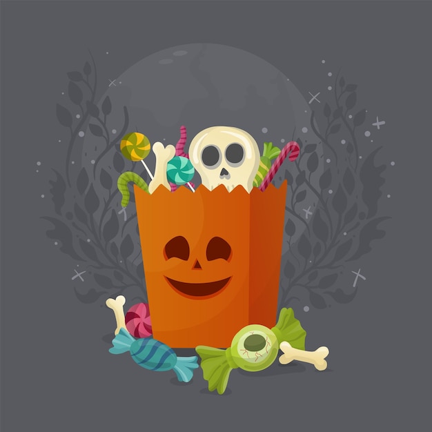 Spooky Halloween Trick-or-Treat Bucket Filled with Bones and Eyeballs ...