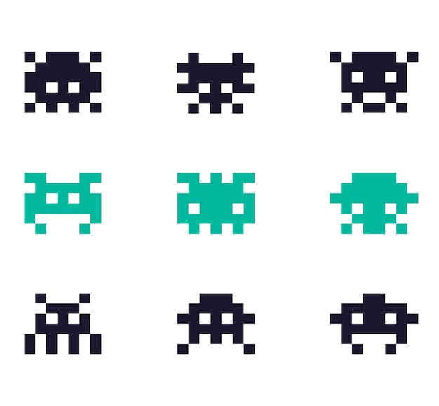Retro Pixel Alien Invaders: Minimalist Arcade Game Sprites | Jiffy Designs