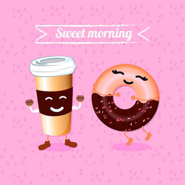 Cheerful Coffee and Donut Pair Greets the Day | Jiffy Designs