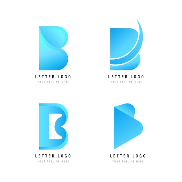 Elegant Gradient Letter B Logos in Vibrant Blue Tones | Jiffy Designs