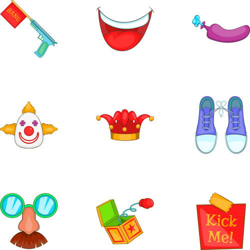 Funny Jokes Icons Set. Cartoon Illustration Of 9 Funny Jokes Vector ...