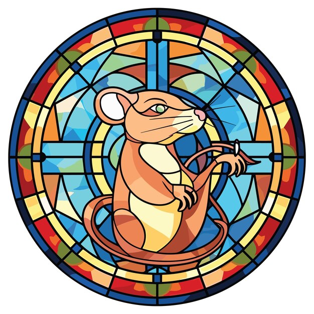 Vibrant Stained Glass Mouse in Captivating Pose | Jiffy Designs