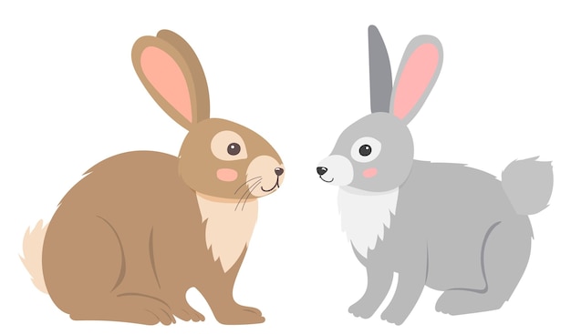 Adorable Bunny Duo Illustration with Warm and Cool Tones | Jiffy Designs