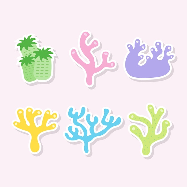Vibrant Coral Reef Stickers with Tropical Pineapple Accents | Jiffy Designs