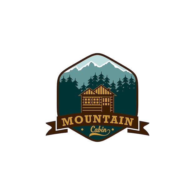 Cozy Mountain Cabin Emblem with Scenic Landscape | Jiffy Designs
