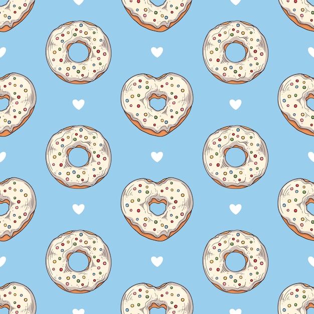 Delightful Heart-Shaped Donuts with Sprinkles on a Playful Blue ...
