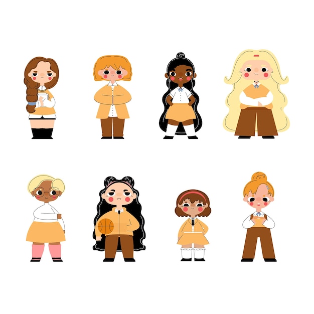 Diverse Collection of Charming Cartoon Characters in Vibrant Outfits ...