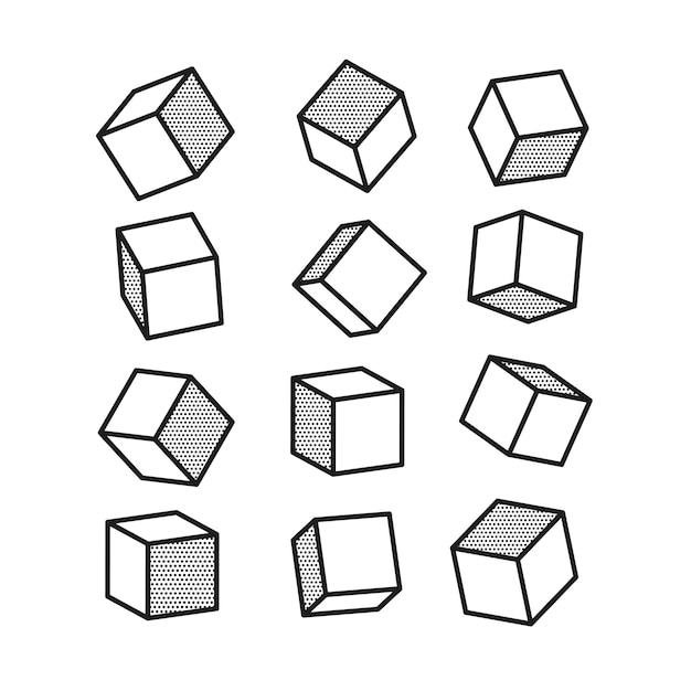 Geometric Cubes in Minimalist Black and White Illustration | Jiffy Designs