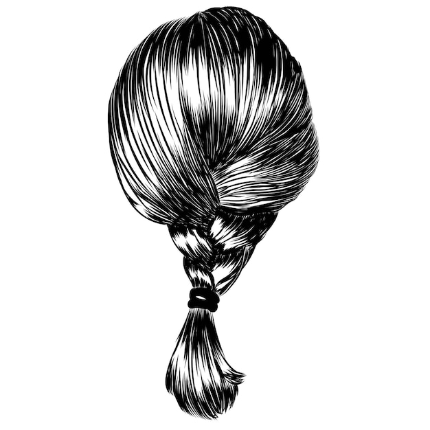 Flowing Ebony Braid: A Striking Monochrome Hair Portrait | Jiffy Designs