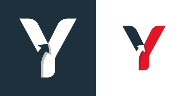 Minimalist Letter Y in Black and Red Geometric Design | Jiffy Designs