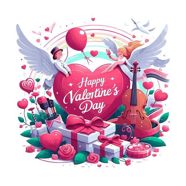 Vibrant Valentine's Day Celebration with Hearts, Flowers, and Gifts ...