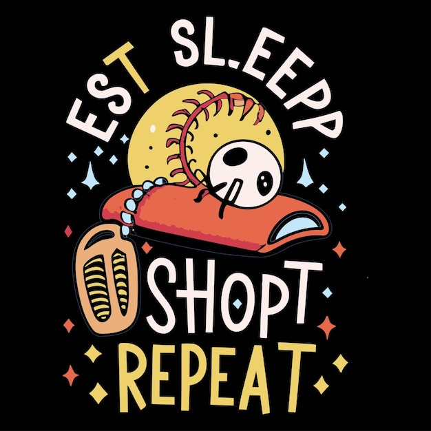 Colorful Cartoon Baseball with Sleep Theme and Catchy Phrase | Jiffy ...