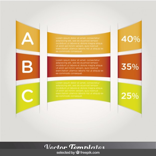 Vibrant Infographic Template with Percentage Sections and Lettered Tabs ...