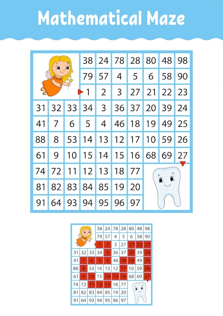 Playful Mathematical Maze with Colorful Illustrations | Jiffy Designs
